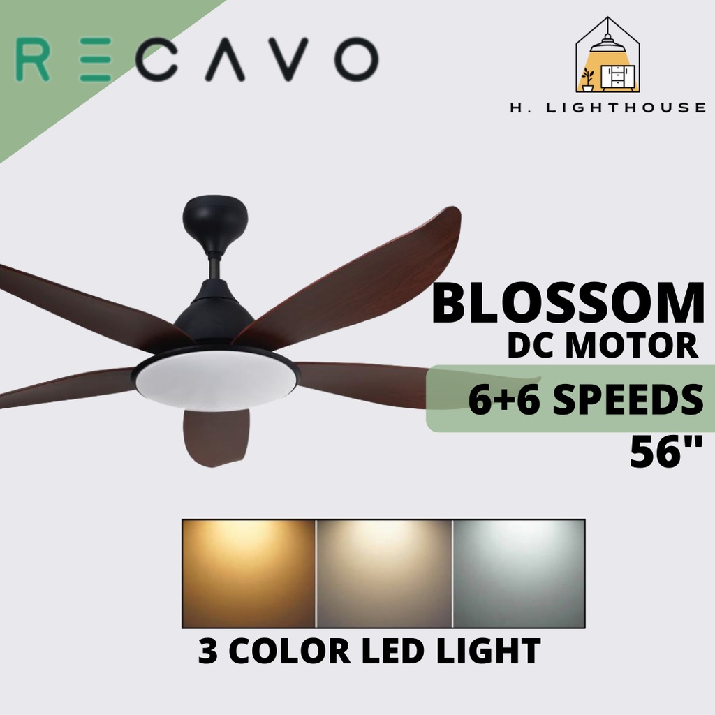 🔥FREE SHIPPING🔥 RECAVO BLOSSOM 3 Tone LED 56 Inch 5 Blades DC Motor ...