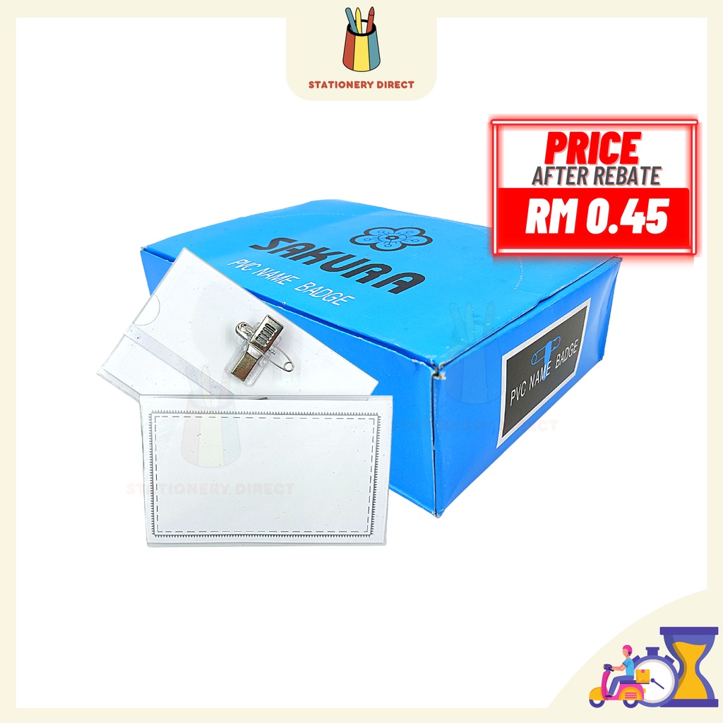 Sakura PVC ID Name Badge With Clip Name Tag / ID Badge Tag / Lencana ...
