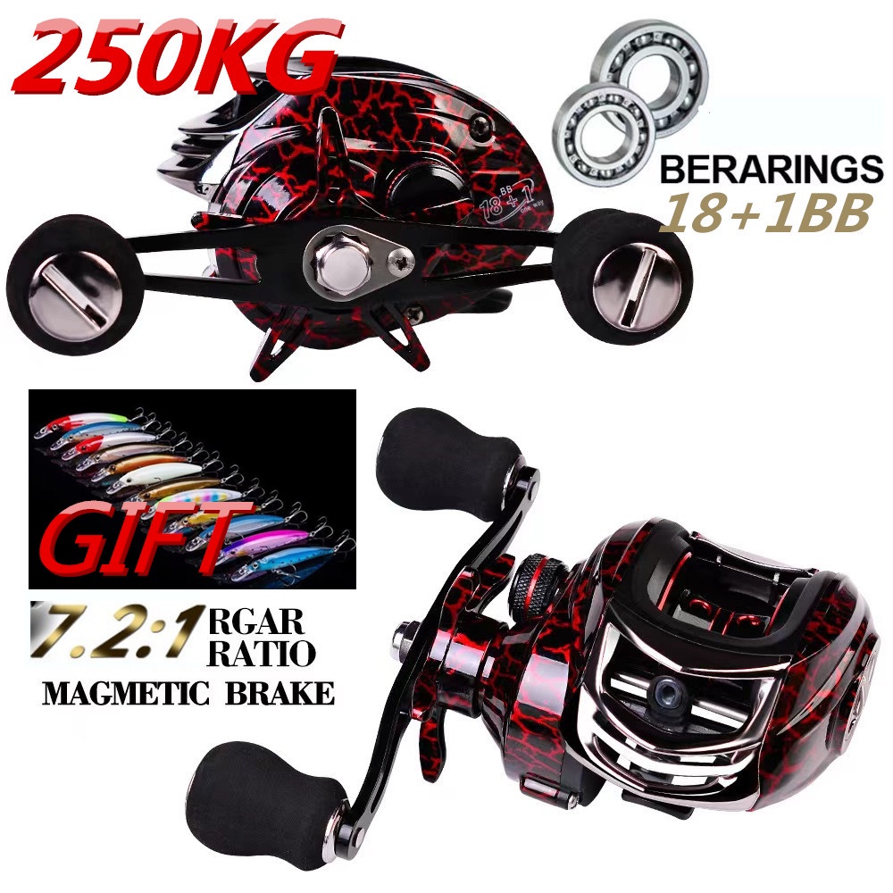 Baitcasting Reels 12+1 Stainless Ball Bearings Fishing Reel 7.2:1 Gear ...