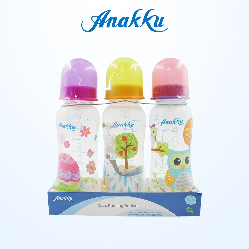 Original Botol Susu ANAKKU Set 3 in 1 PP Feeding Bottle 250ml/8oz Botol ...