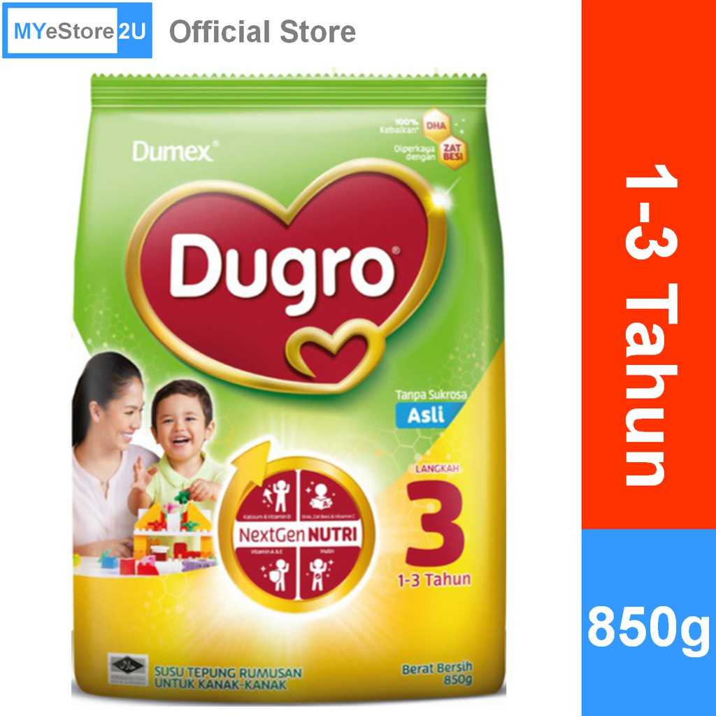 Dugro 3 (Asli / Original) 850g (Susu Tepung Dugro 1-3. Milk Formula ...