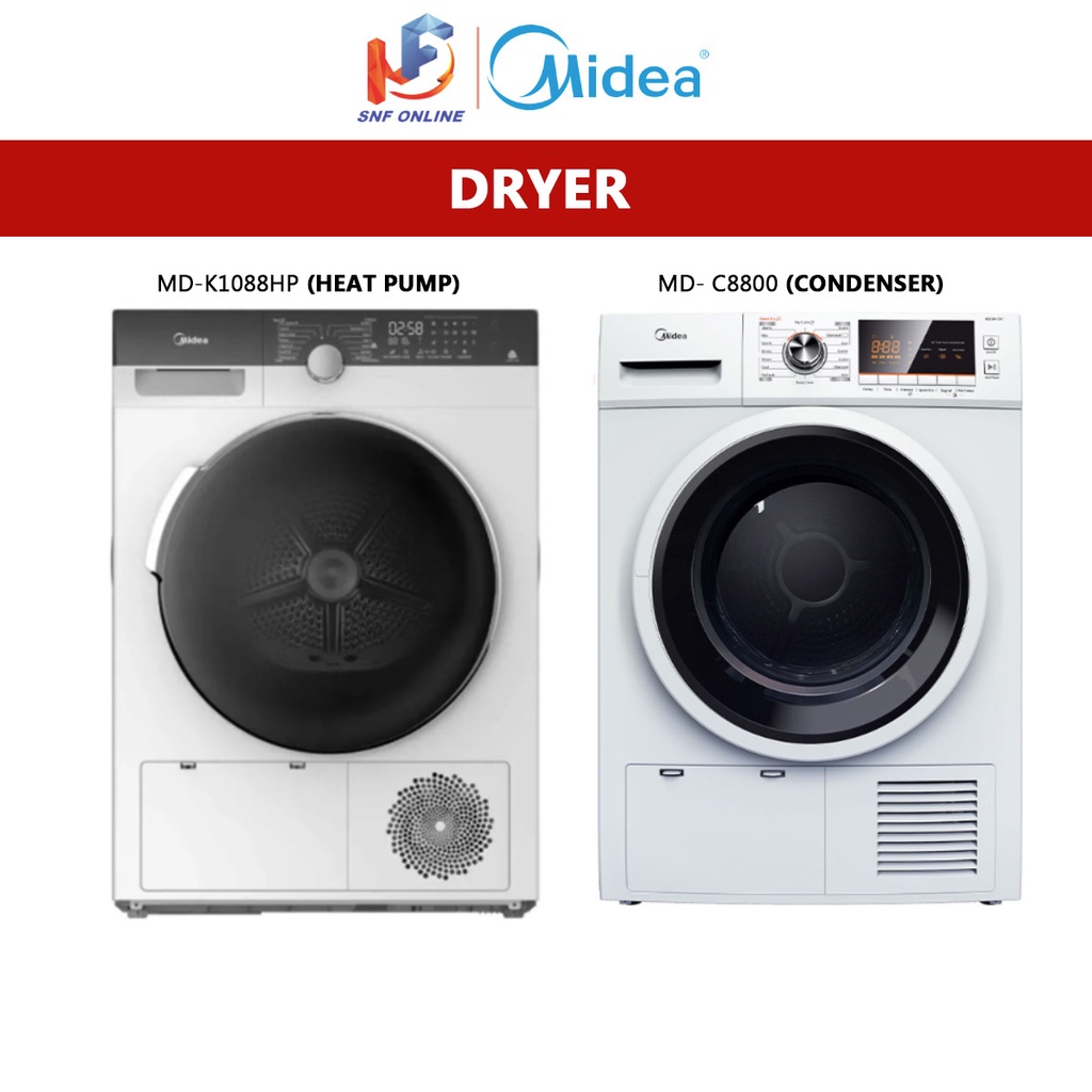 Midea Condenser Dryer (8.0 kg) MD-C8800 Heat Pump (10Kg) MD-K1088HP MD ...