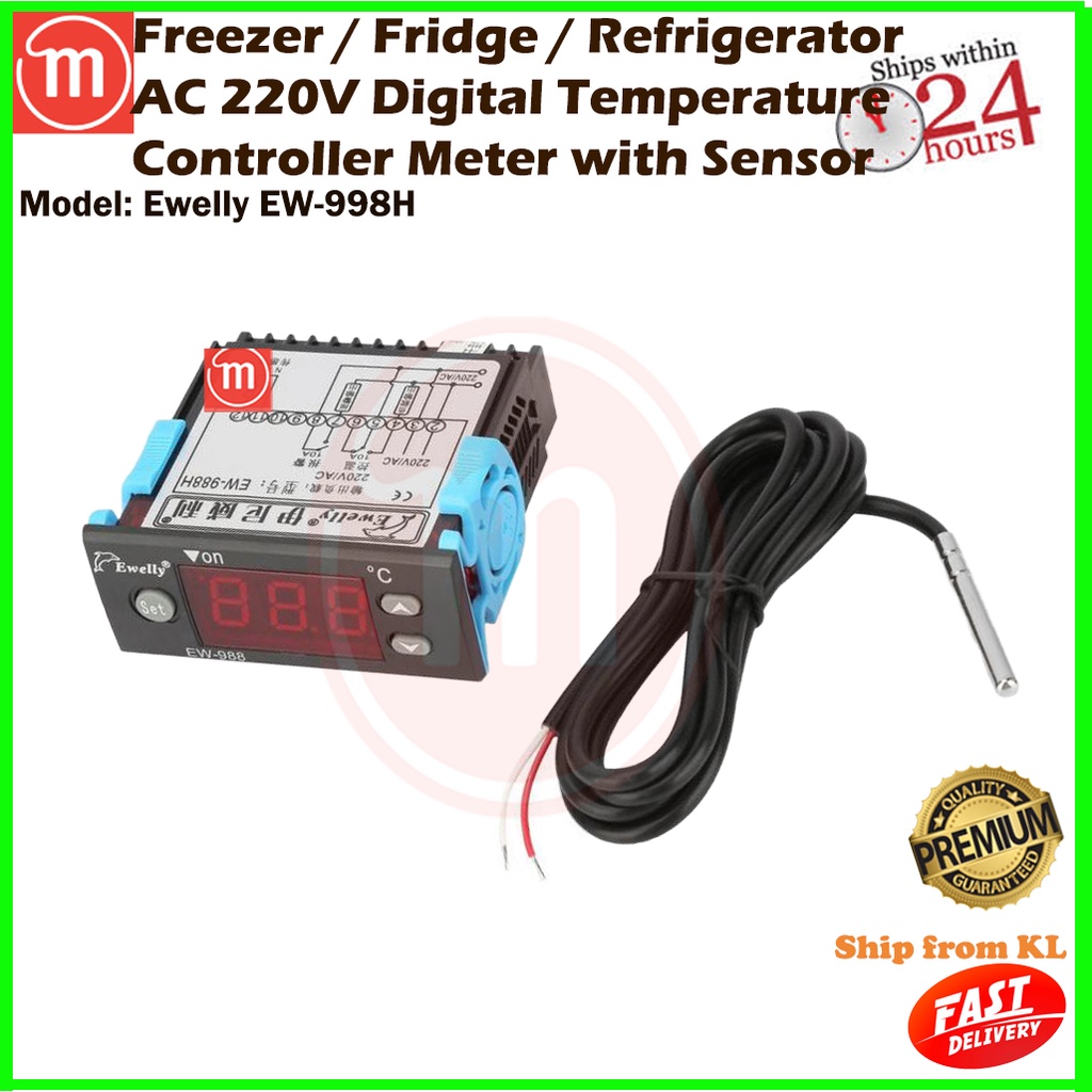 Freezer / Fridge / Refrigerator Ewelly AC 220V Digital Temperature Controller Meter with Sensor ...