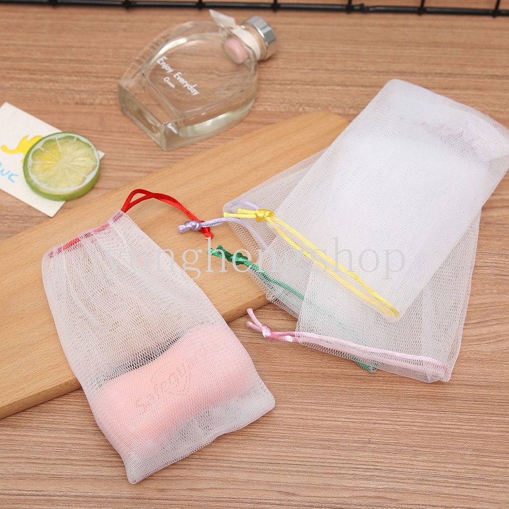 10pcs/set Soap Foaming Nylon Mesh Drawstring Bag Facial Cleanser Bubble ...