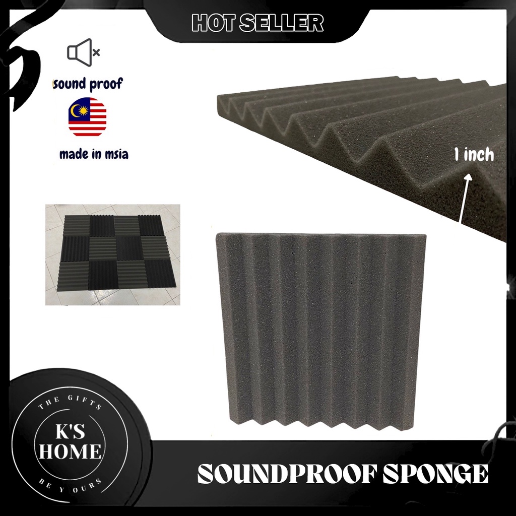 ⭐️Ready Stock 30x30x2.5cm Soundproof Sponge Studio Wedge SoundStop ...