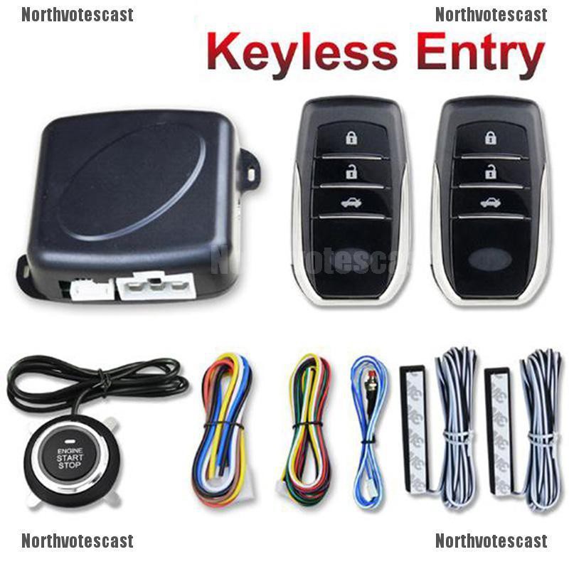 Car PKE Keyless Entry Engine Start Stop Auto Remote Push Button Alarm ...