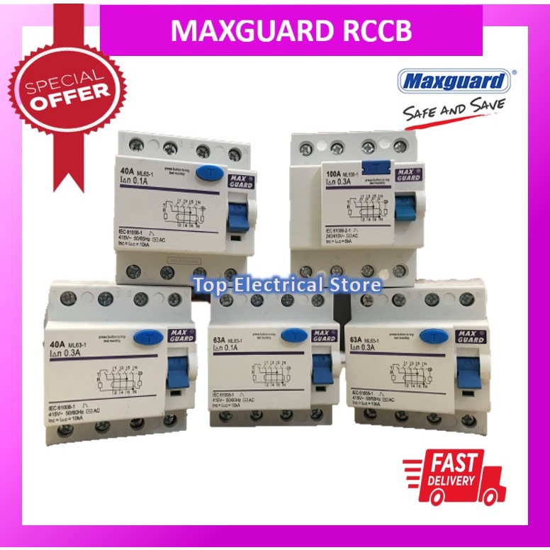 MAXGUARD ELCB/RCCB 4 POLE 40A/63A/100A SIRIM APPROVED | Shopee Malaysia