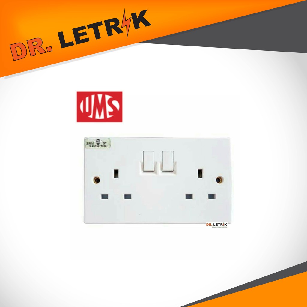 UMS 2Gang Double 13A Switch Socket 3 Pin Wall Socket With SIRIM PVC ...