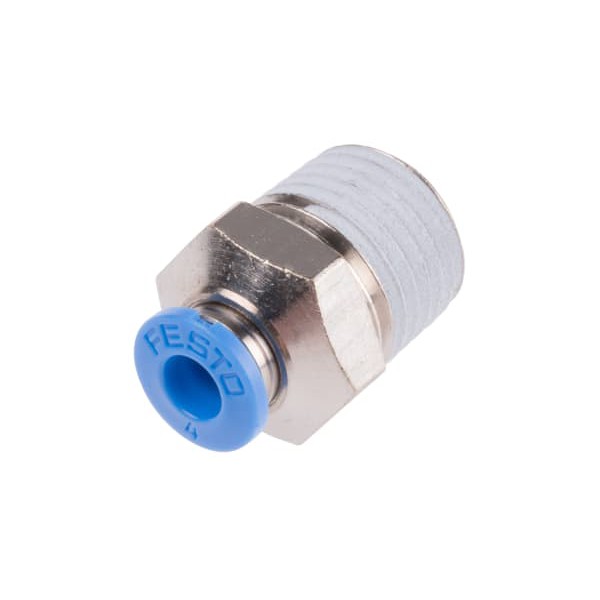 Festo Threaded-to-Tube Pneumatic Fitting, R 1/4 to, Push In 4 mm, QS Series, 14 bar QS 1/4 - 4 ...