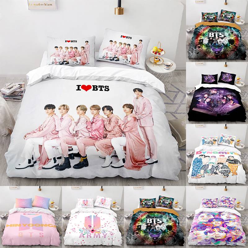 140*210cm KPOP BTS 2 IN 1 Bedsheet Set Single Size Duvet Cover Quilt ...