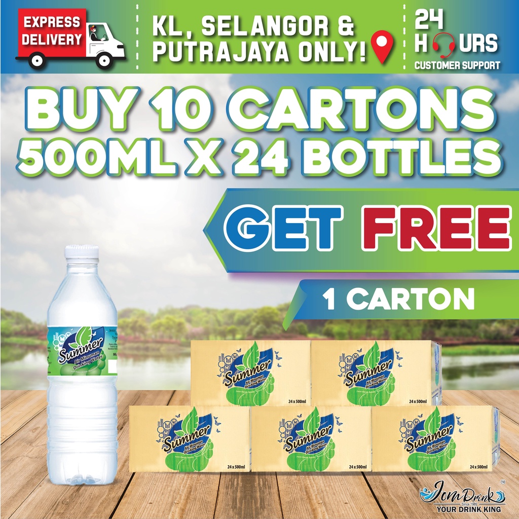 BUNDLE OF 10 CARTONS : SUMMER DRINKING WATER 500ML x 24 BOTTLES ...
