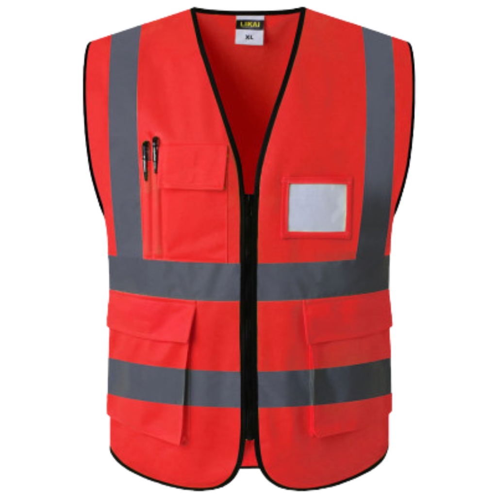 Reflective Safety Vest with Pocket Zip Vest Safety Jacket Unisex Baju ...
