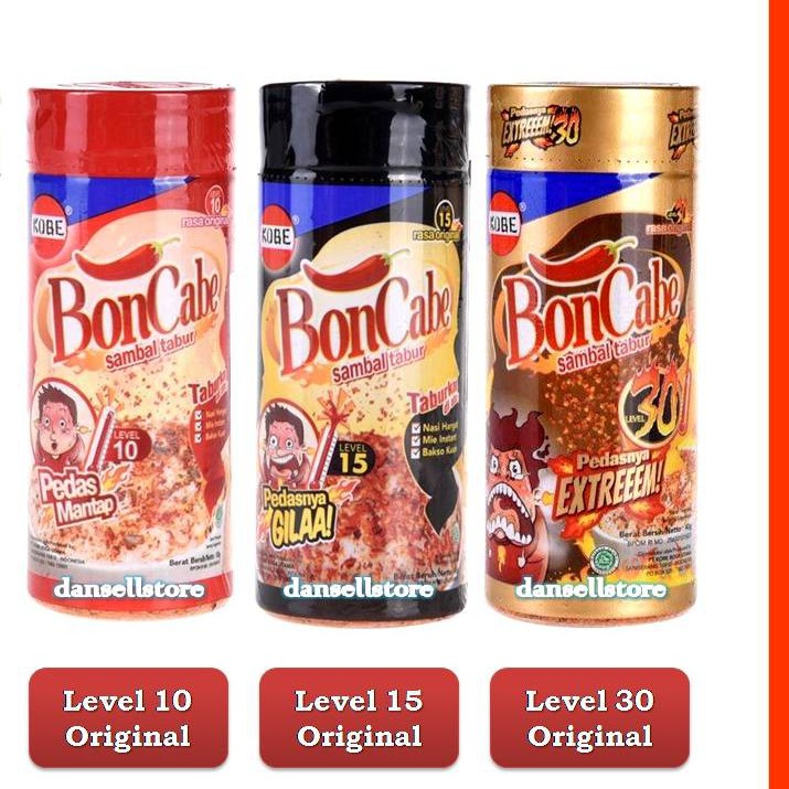 Kobe BonCabe Botol Level 10,15, 30 / Sambal Tabur / Spicy Chili Flakes ...