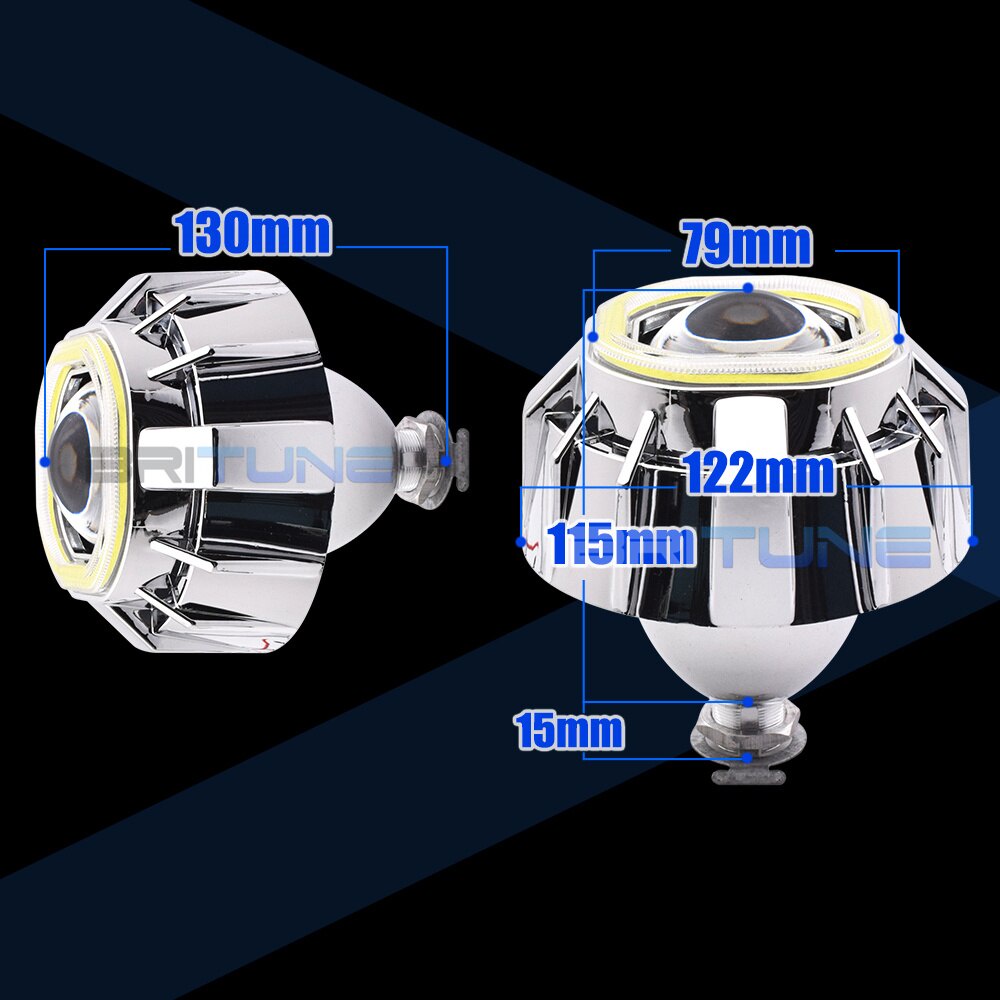 Britune Car Lenses 2.5 inch Bi-xenon Projector Square LED Angel Eyes ...