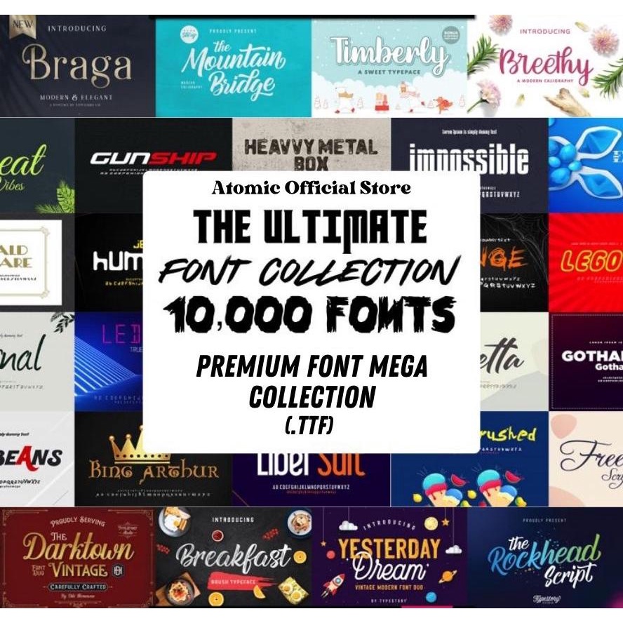 🔥PROMO🔥 10,000 Biggest Font Collection Bundle | Mixed Premium and Free ...