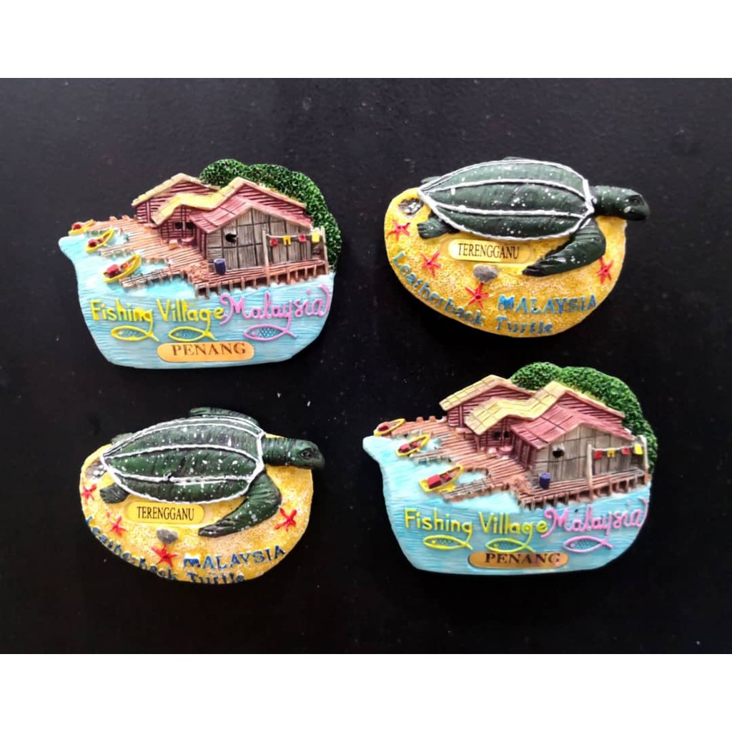 Fridge Magnet Penang Fishing Village and Terengganu Turtle | Penang ...