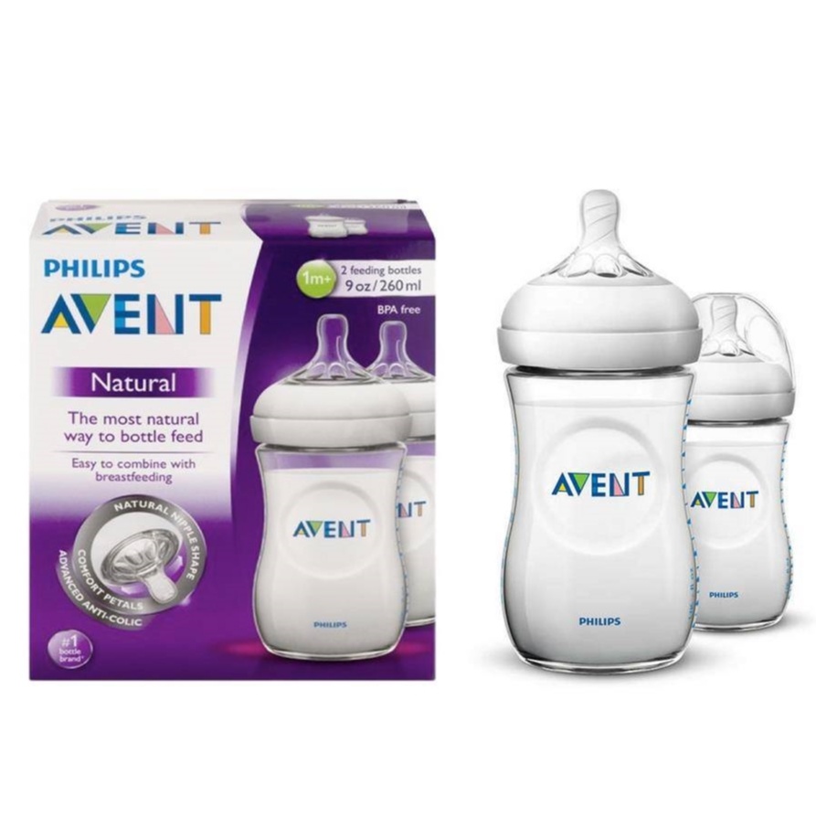 Philips Avent Natural Baby Bottle 9oz / 260ml Twin Pack Botol Susu Baby ...