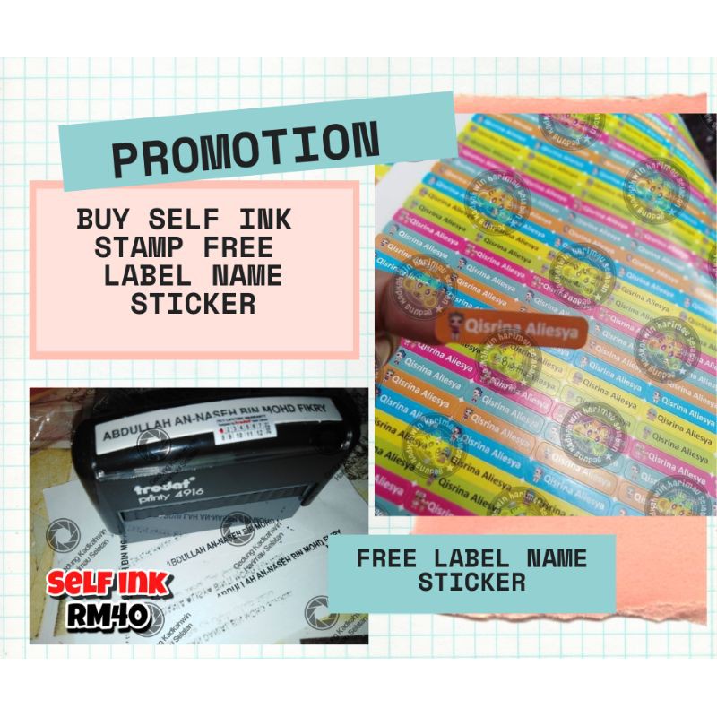 👉COP SIAP INK PERCUMA STIKER LABEL BARANG/SELF INK STAMP FREE STICKER ...