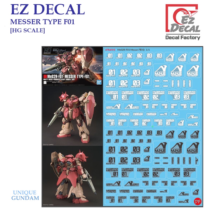 [EZ DECAL] W17 [1] HG 1/144 MESSER TYPE F01 GUNDAM [HG SCALE ] WATER SLIDE DECAL | Shopee Malaysia