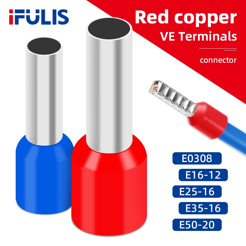 Wire Connector Terminal E0308 E16-12 E25-16 E35-16 E50-20 Insulated Ferrules Connector Block ...