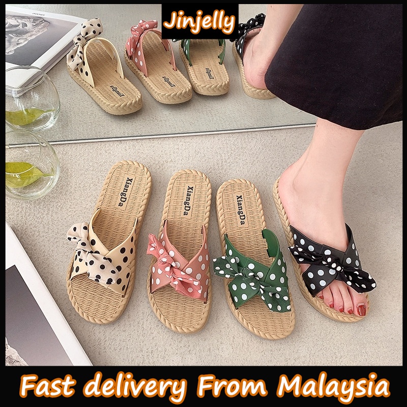 READY STOCK!! Riben Bunga Women's Sandal Wanita Flat Flower Flora Bunga ...