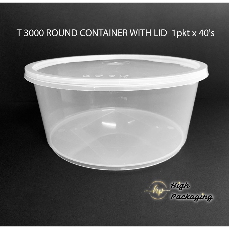 T3000 Round Container with Lid/ Plastic Food Container/ Microwavable ...