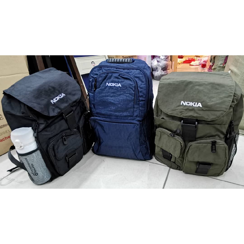 Nokia Crinkle Adventure Backpack ( Black / Blue / Army Green ) | Shopee ...
