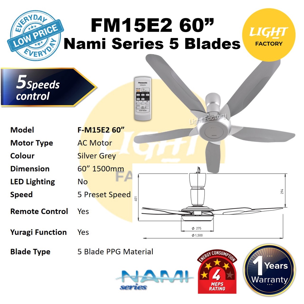 🔥NEW🔥 PANASONIC NAMI Series F-M14E2 56" 4 Blade | F-M15E2 60" 5 Blade ...