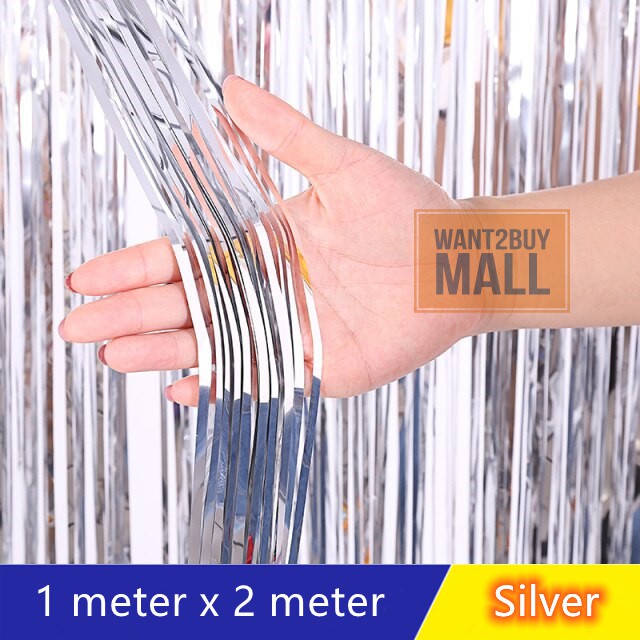 🇲🇾 🏆 Foil Rain Curtain Metallic Birthday Wedding Balloon Festival Wall ...