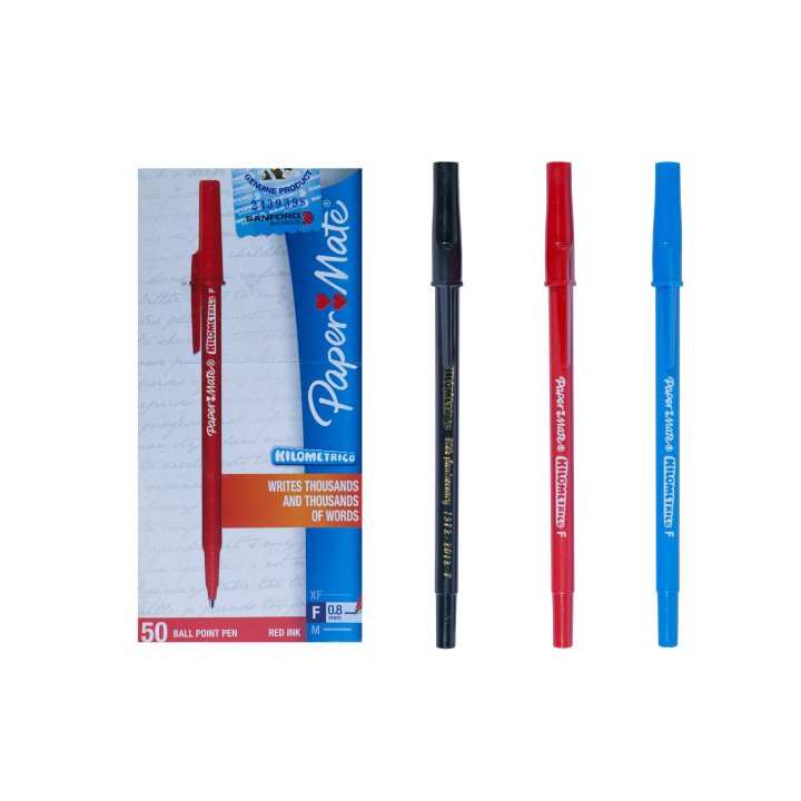 Paper Mate Papermate Kilometrico Plus Stick Ball Point Pens, F 0.7mm ...