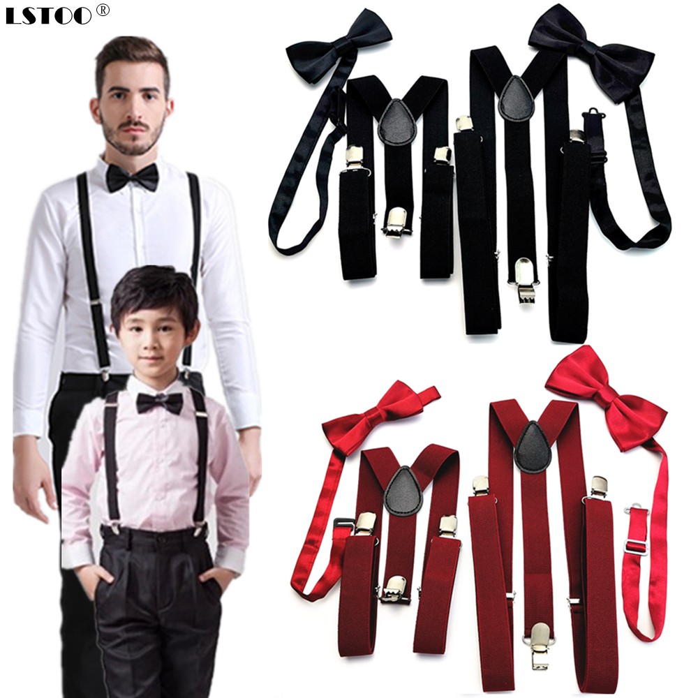 Parents-kids Suspenders Bow ties Sets For wedding 5 Size More Suitable ...