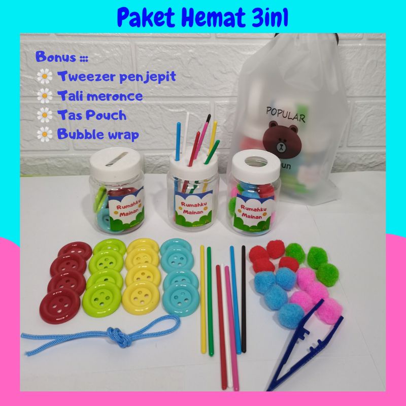 Permainan Busy Jar Toy Montessori Busy Jar Fine Motoric Play Sensory ...