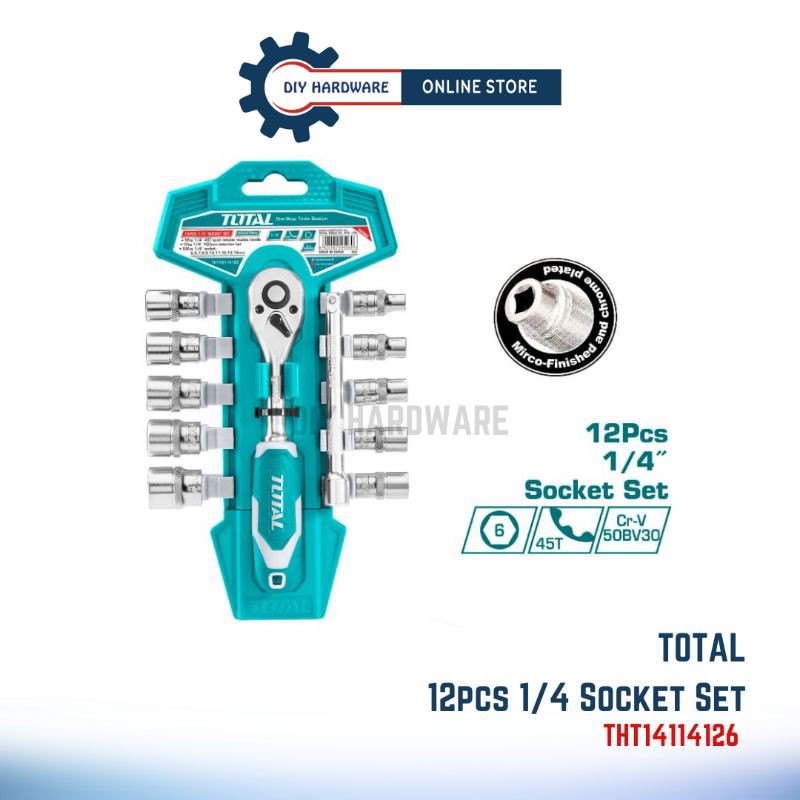 Total Socket Set (12pcs / 1/4") THT14114126 Industrial | Shopee Malaysia