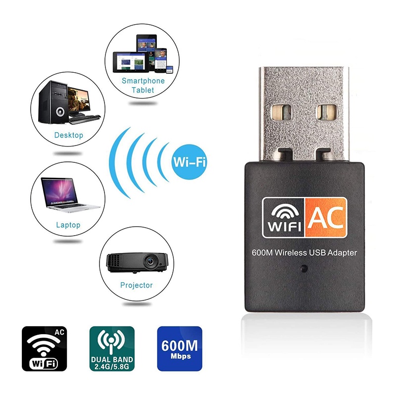 600Mbps Wireless WiFi USB Adapter USB Wifi Dongle Dual Band 2.4G / 5G ...