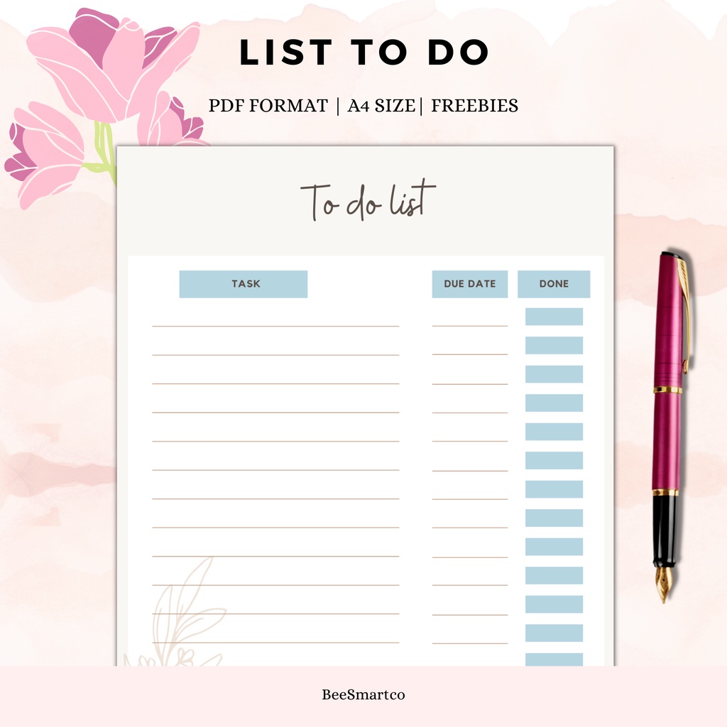 List To Do Planner || Simple Blue Theme || Printable PDF || Printable ...
