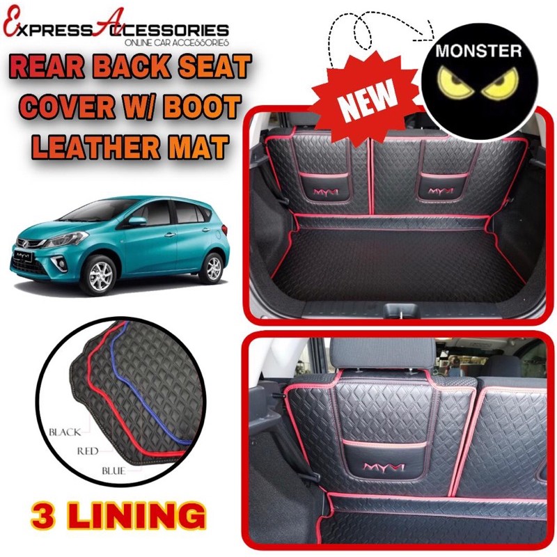 💥NEW💥 Perodua MYVI 2018 - 2019 PU Leather Car Seat’s Back Cover Mat ...