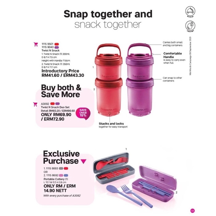 Tupperware Twist N Snack Duo Set 1set | Shopee Malaysia