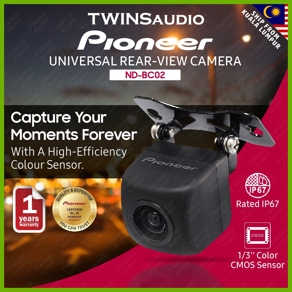 Pioneer ND-BC02 Universal Rear-View Camera Rated IP67 / 1/3'' Color ...