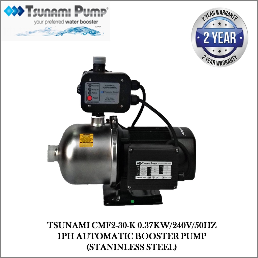 TSUNAMI CMF2-30-K 0.37KW/240V/50HZ 1PH AUTOMATIC BOOSTER PUMP ...