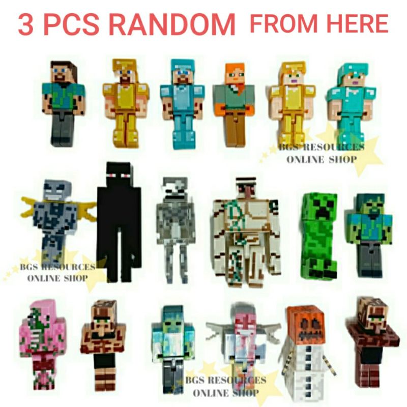 READY STOCK☝️16PCS BIG MINECRAFT FIGURINE ENDERMAN ALEX WOLF STEVE ...
