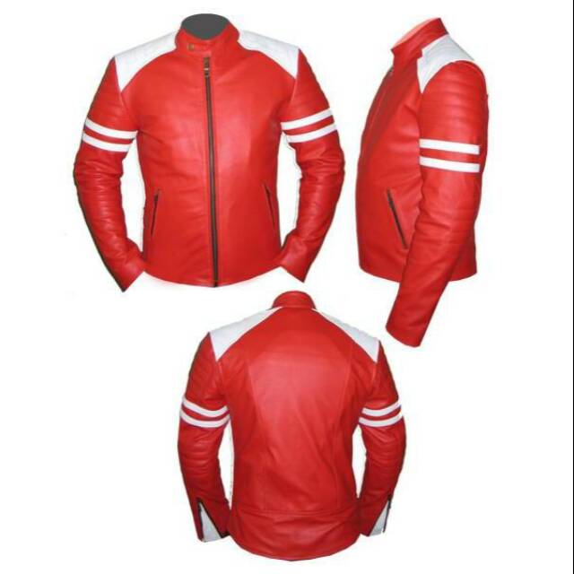 MERAH PUTIH Red and white Semi-leather jacket, August edition | Shopee ...
