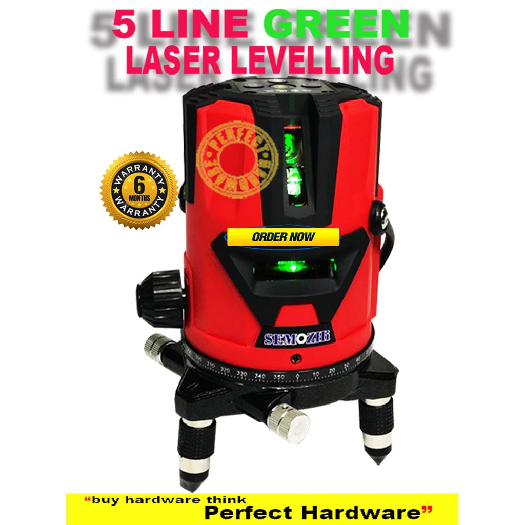 5 LINE Tepat 6 Point Adjustable 5 Green Line Laser Level 360* Indoor ...