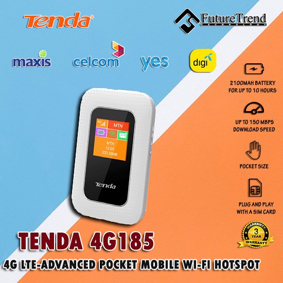 TENDA 4G185 4G LTE Advanced Portable Wireless WiFi Modem Router | Shopee Malaysia