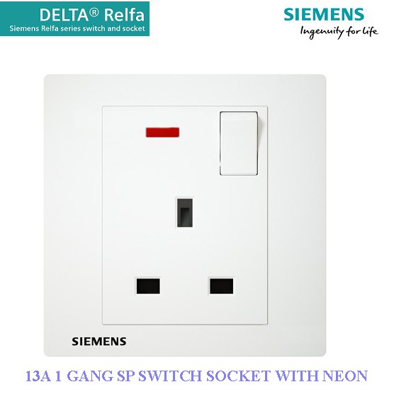 SIEMENS DELTA® Relfa SERIES 13A 1 GANG SP SWITCHED SOCKET WITH NEON ...