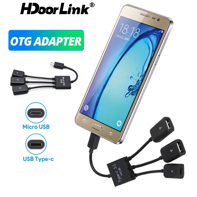 HdoorLink 3 Ports Micro Adapter OTG Splitter HUB With Power Cable ...