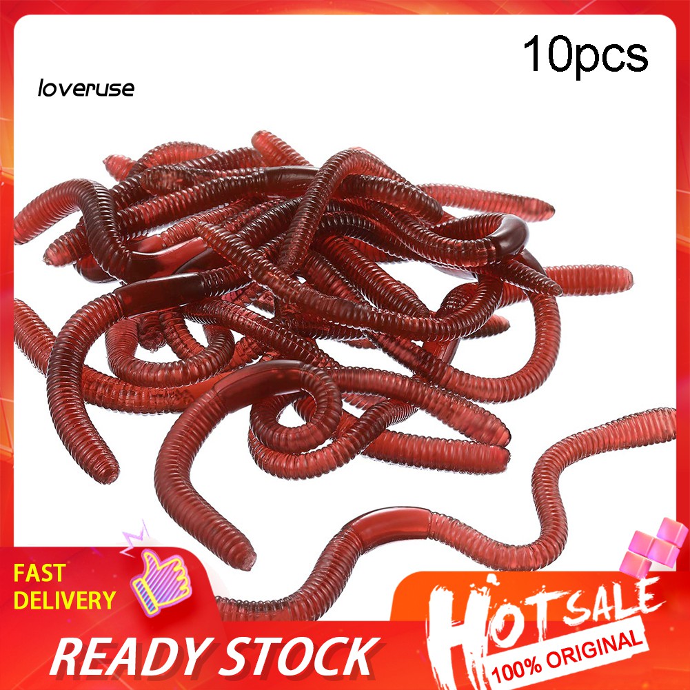 XQWJ_10Pcs Lifelike Earthworm Worm Soft Stretchy Trick Toy Halloween ...