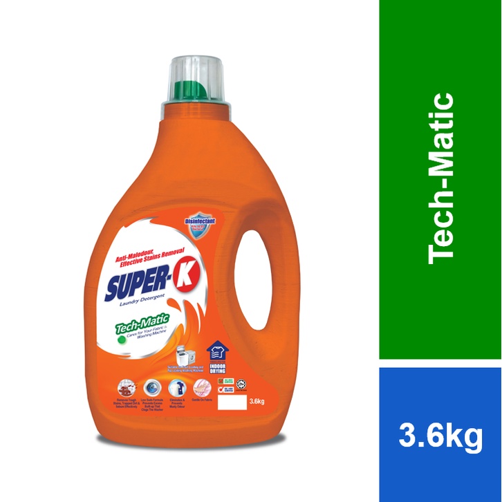 Super-K Laundry Liquid Detergent Tech-Matic 3.6kg | Shopee Malaysia