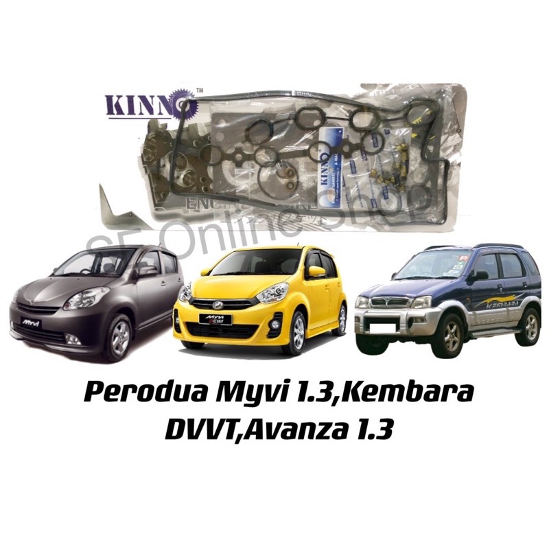 Perodua Myvi 1.3 Kembara DVVT Avanza 1.3 Engine Top Overhaul Gasket Kit ...