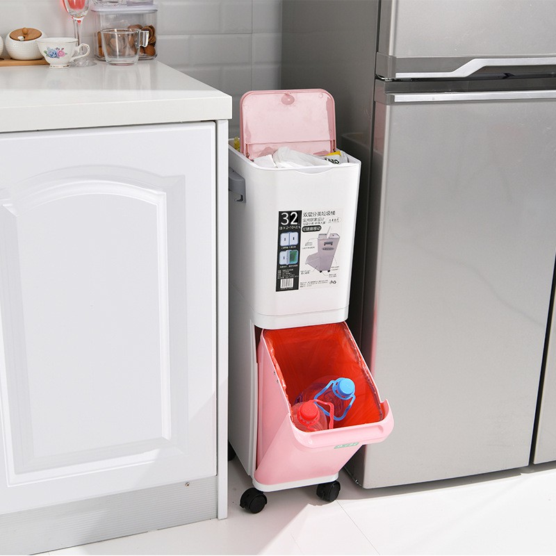 Gap Classification Trash Can Household With Cover Double Layer Kitchen ...