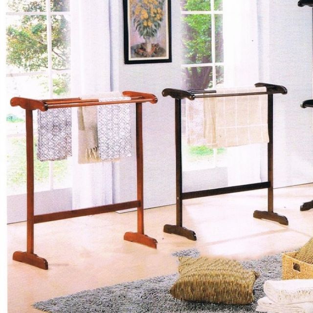🔥READY STOCK⚡WOOD HANGER WOODEN TOWEL RACKS/ RAK TUALA KAYU / SMALL ...